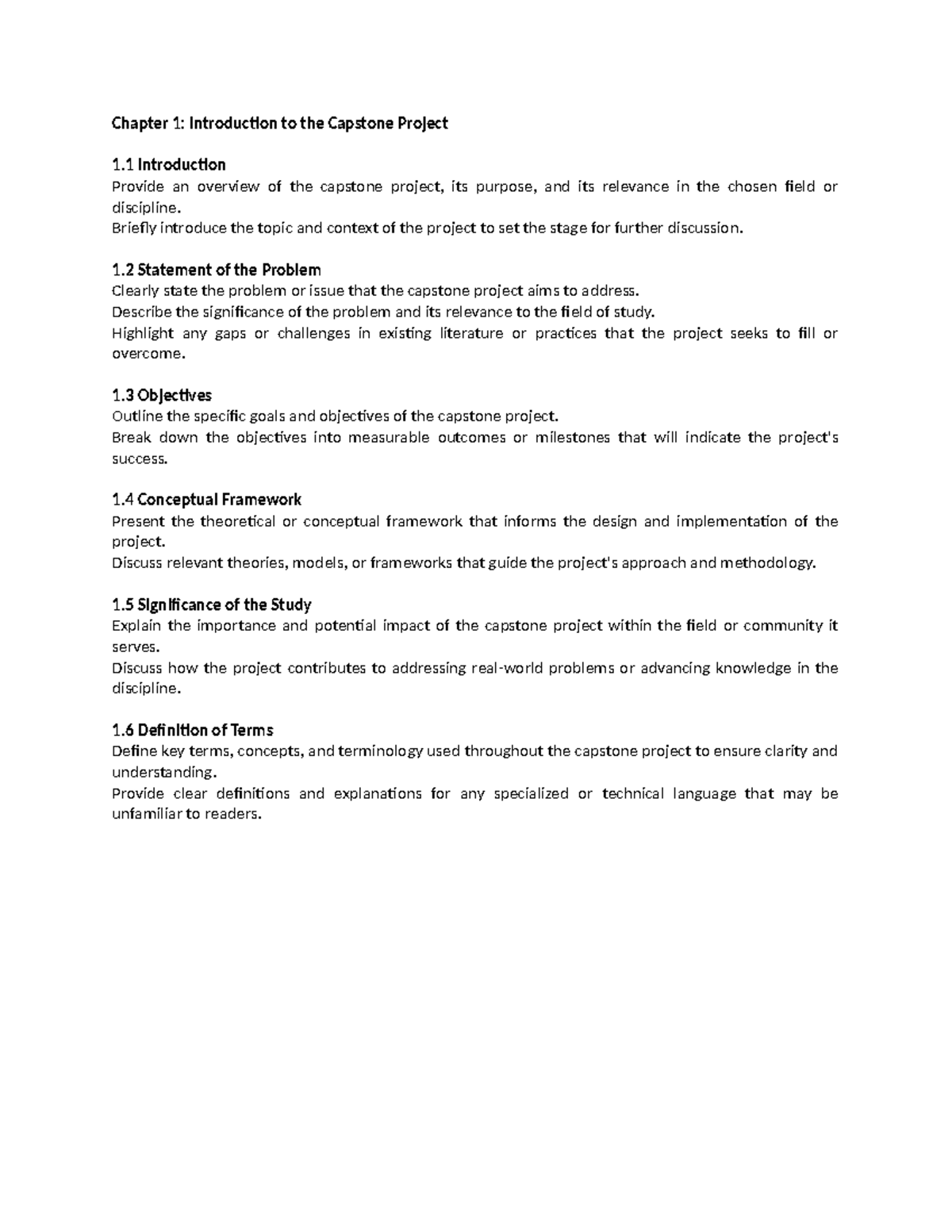 Capstone Project Documentation Guide: Chapters 1-5 Overview - Studocu
