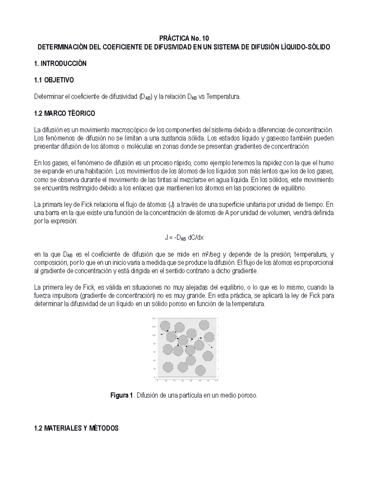Práctica 10: Determinación del Coeficiente de Difusividad en Sistemas - Studocu