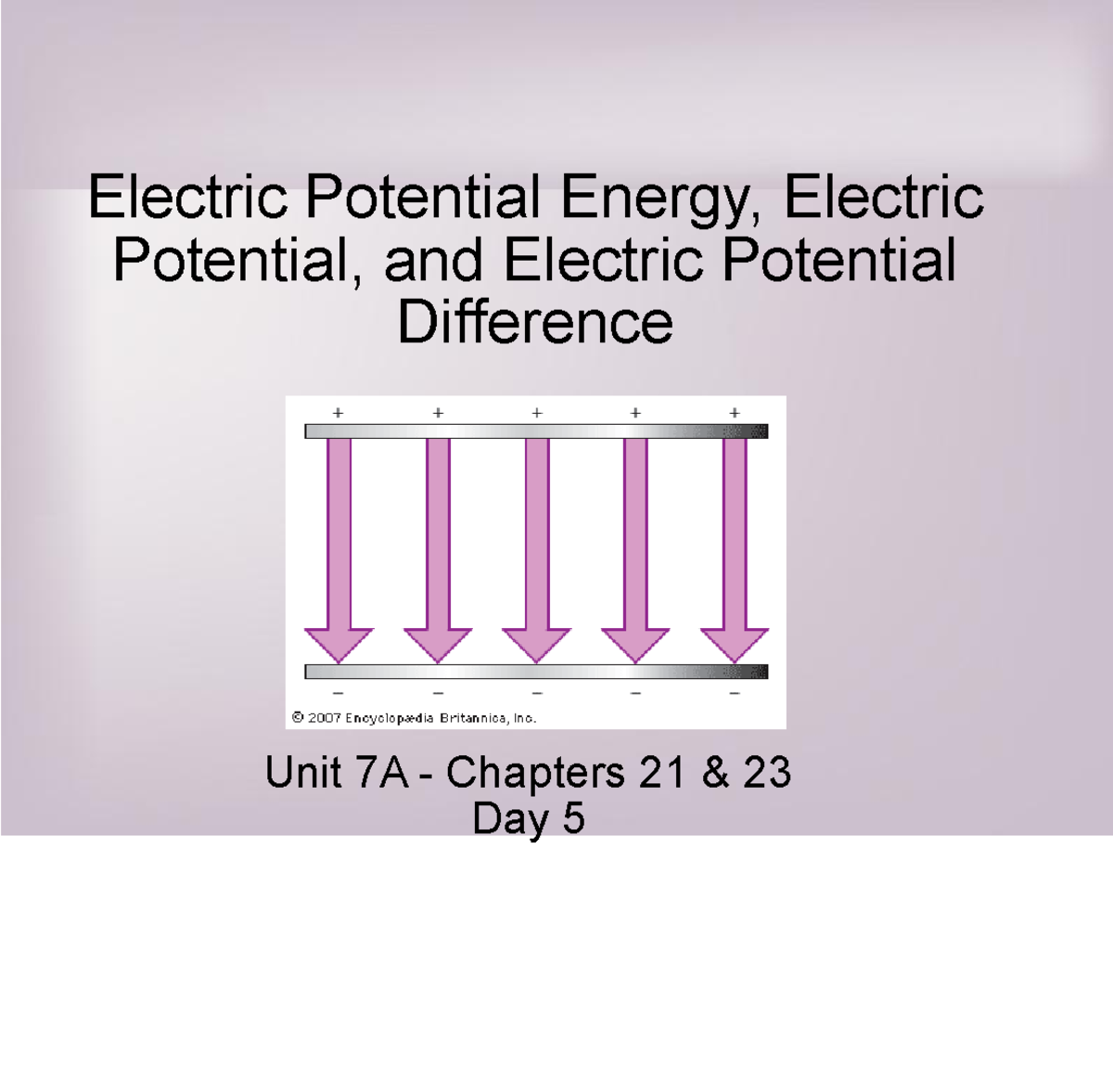 Unit 7A: Day 1 - Electric Potential Energy & Potential Difference - Studocu