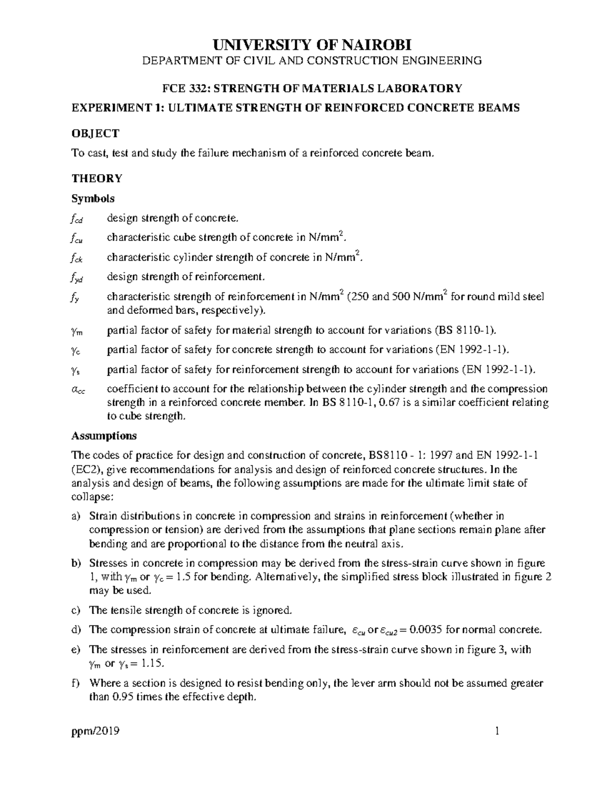 LAB Sheet FOR Ultimate Strength OF Reinforced Concrete Beams ...