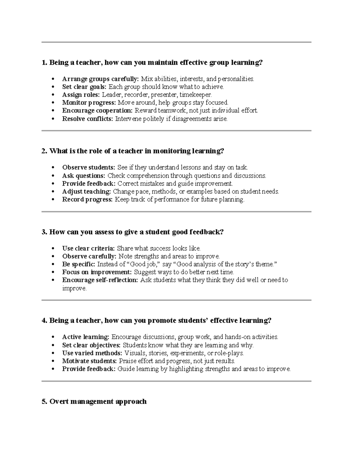 EDU305 Midterm Study Guide: Effective Teaching Strategies and ...