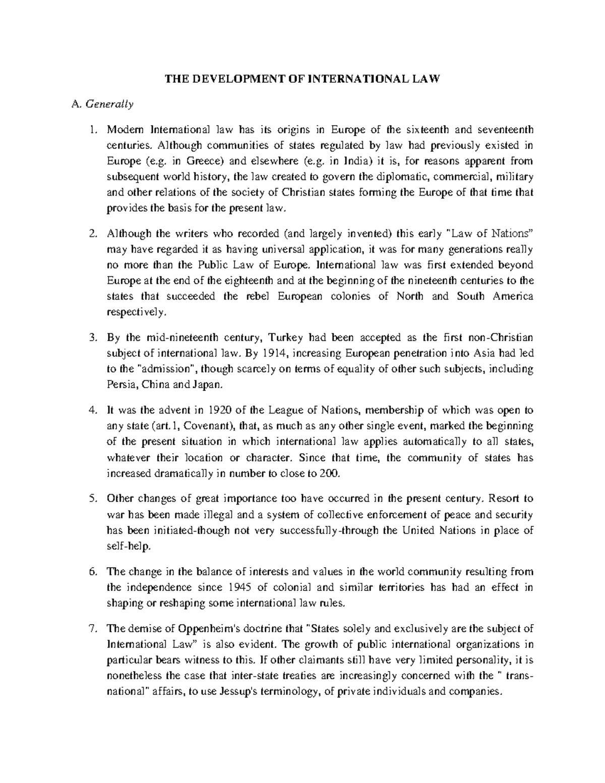 International Law Development: Historical Overview and Evolution - Studocu