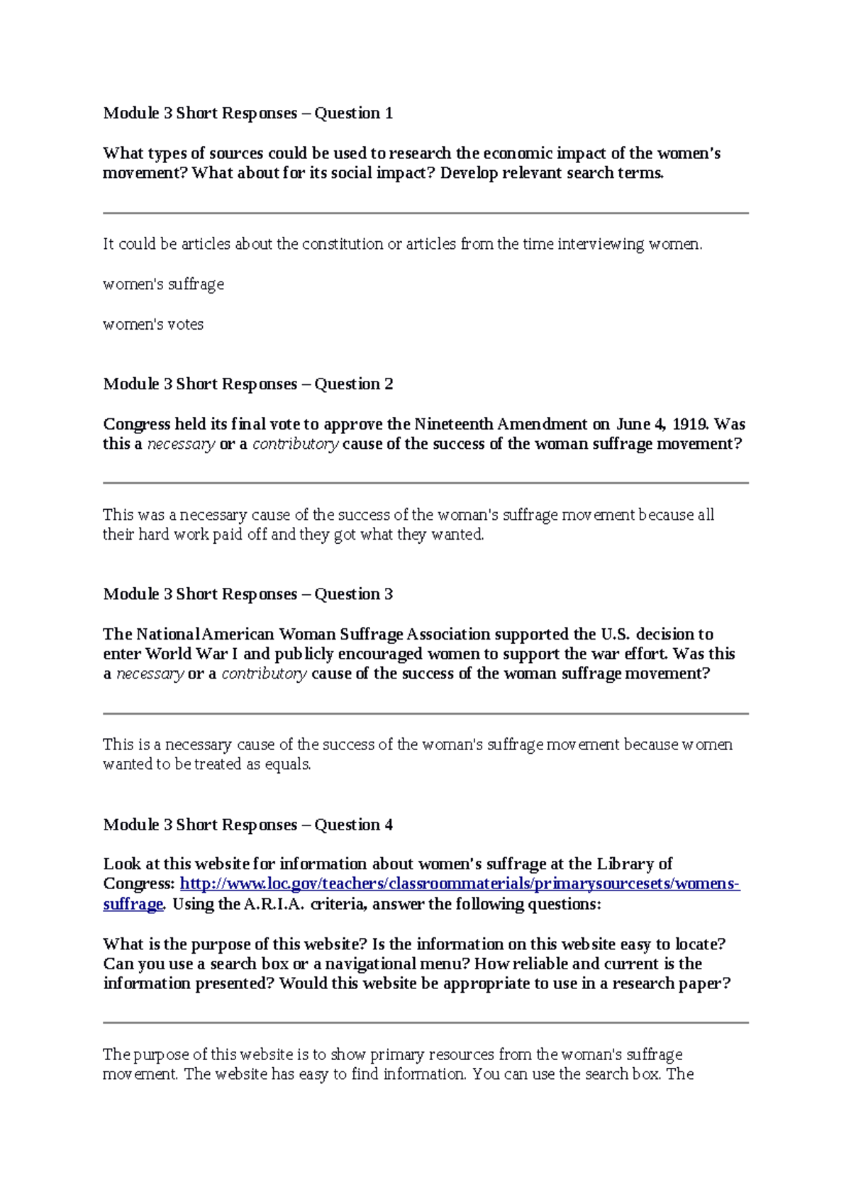 Connor Robinson HIS 200 Applied History-2: Module 3 Short Responses ...