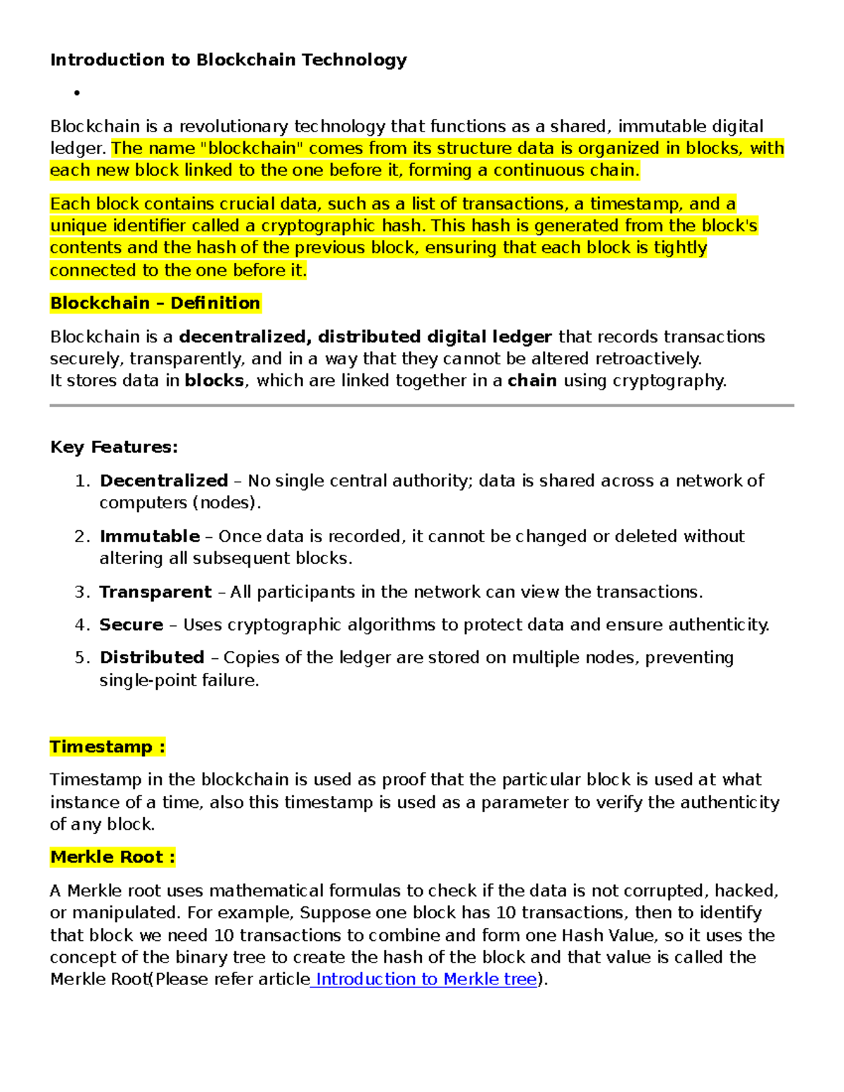 Blockchain Technology Overview: Key Concepts and Components - Studocu