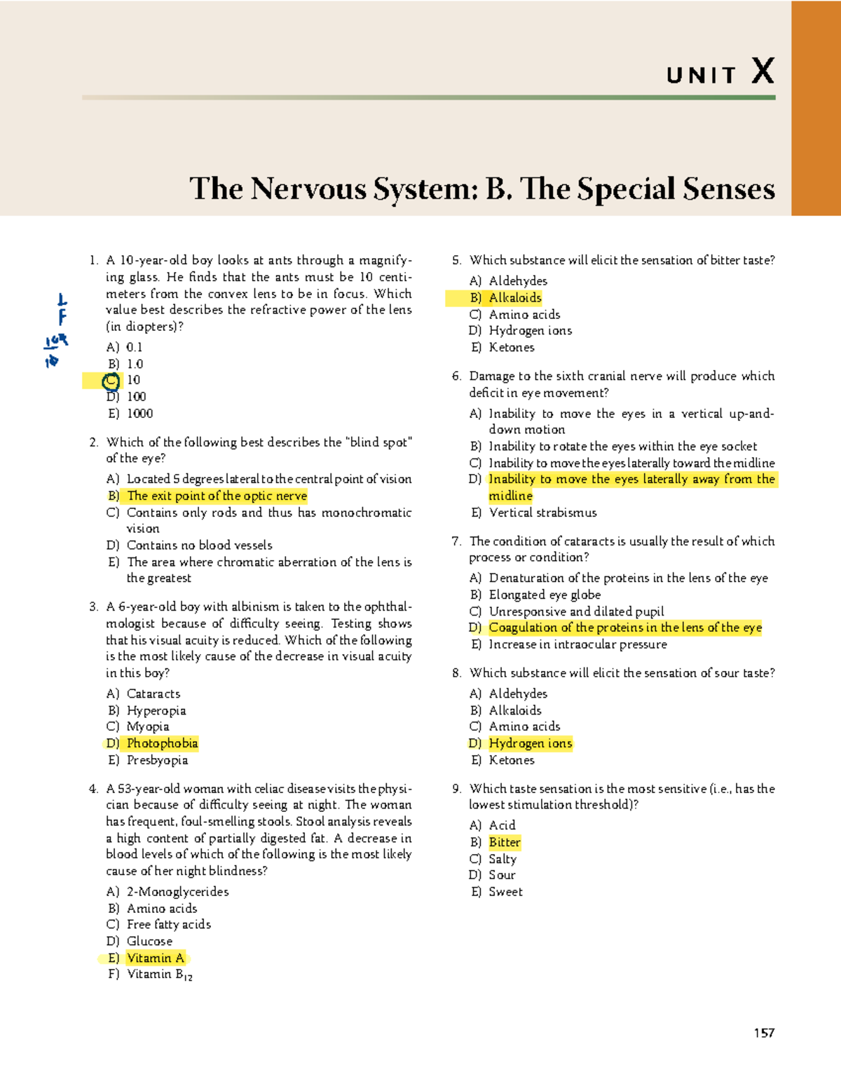 Unit X: The Nervous System - Special Senses Study Guide - Studocu