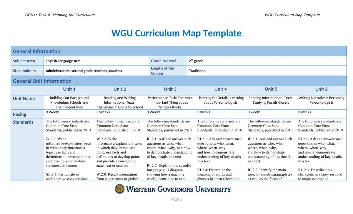 Designing Curriculum and Instruction I D630 Task 3: Aligning Grade 4 ...