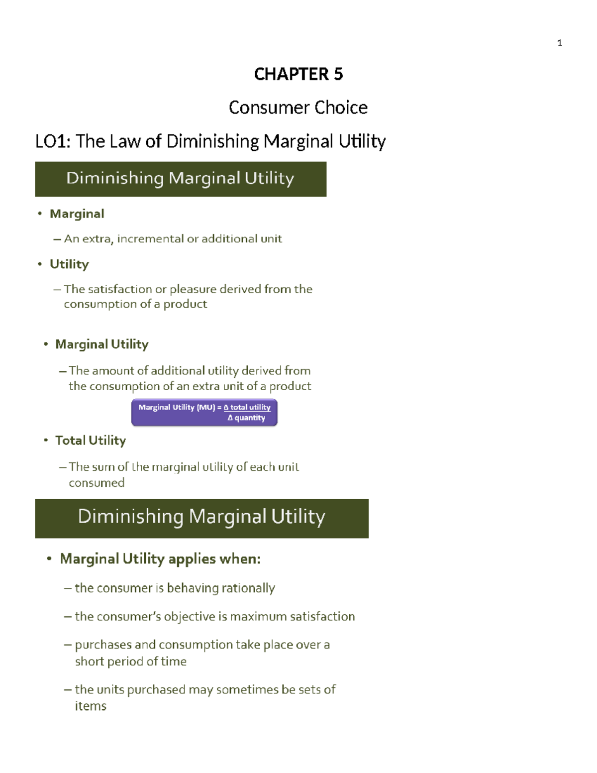 UNIT 4- Theory OF Consumer Behaviour - ECON1110 - CHAPTER 5 Consumer ...