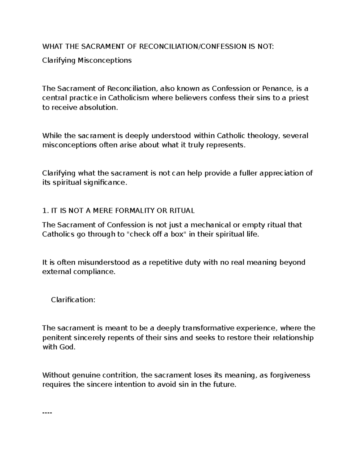 Clarifying Misconceptions: The Sacrament of Reconciliation (REL 101 ...