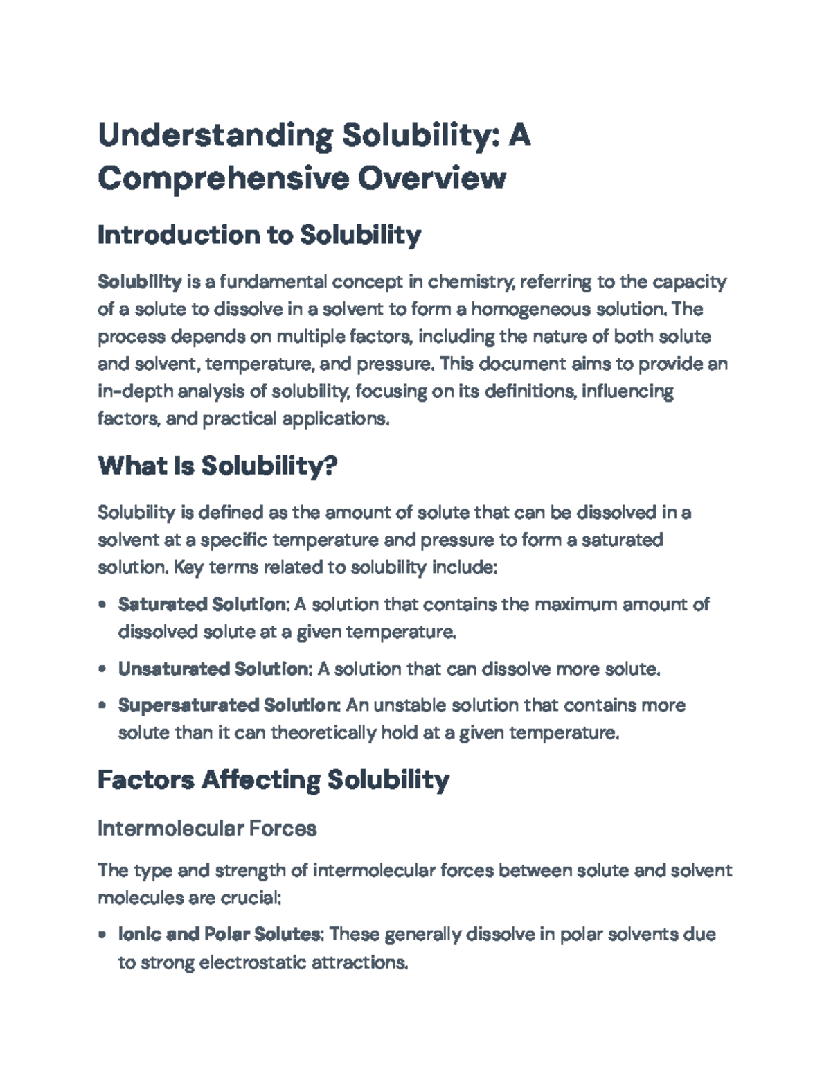 Understanding Solubility: Factors, Definitions, and Applications ...