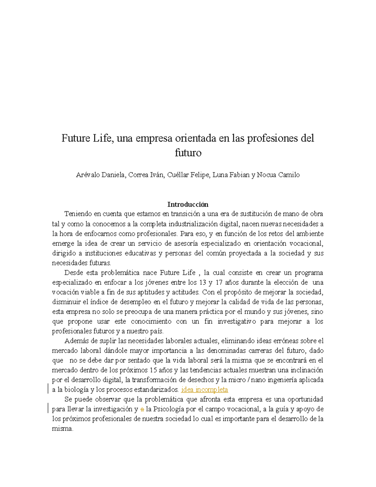 Future LIFE- Final (2.5-1) corregir - Future Life, una empresa ...