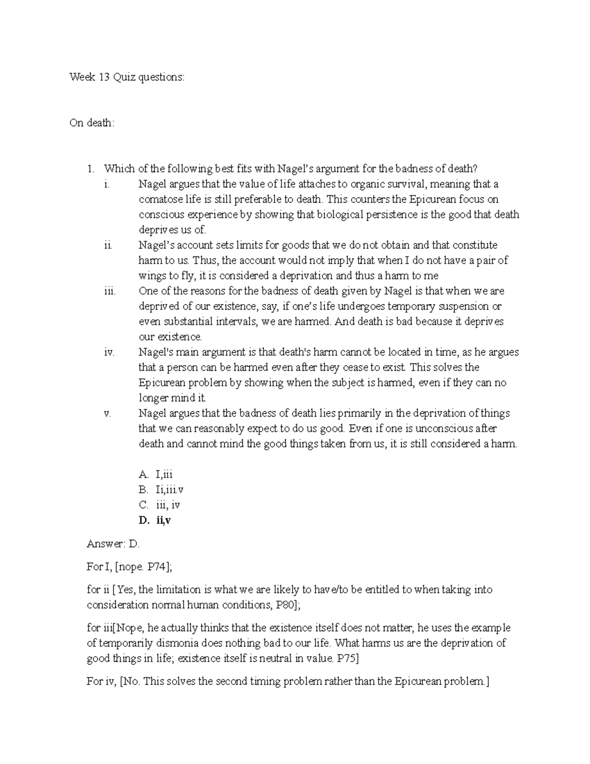 Week 13 Quiz Questions - GEX1015: Exploring Death and Belief Systems ...