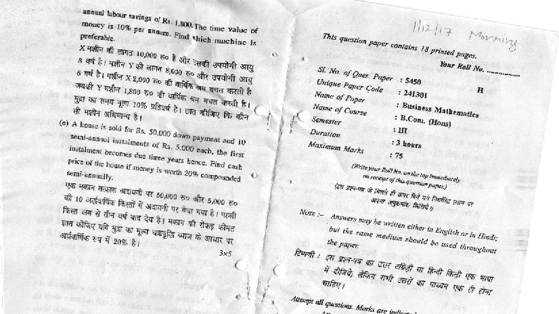 BCom Hons Final Exam Question Paper Analysis and Solutions - Studocu