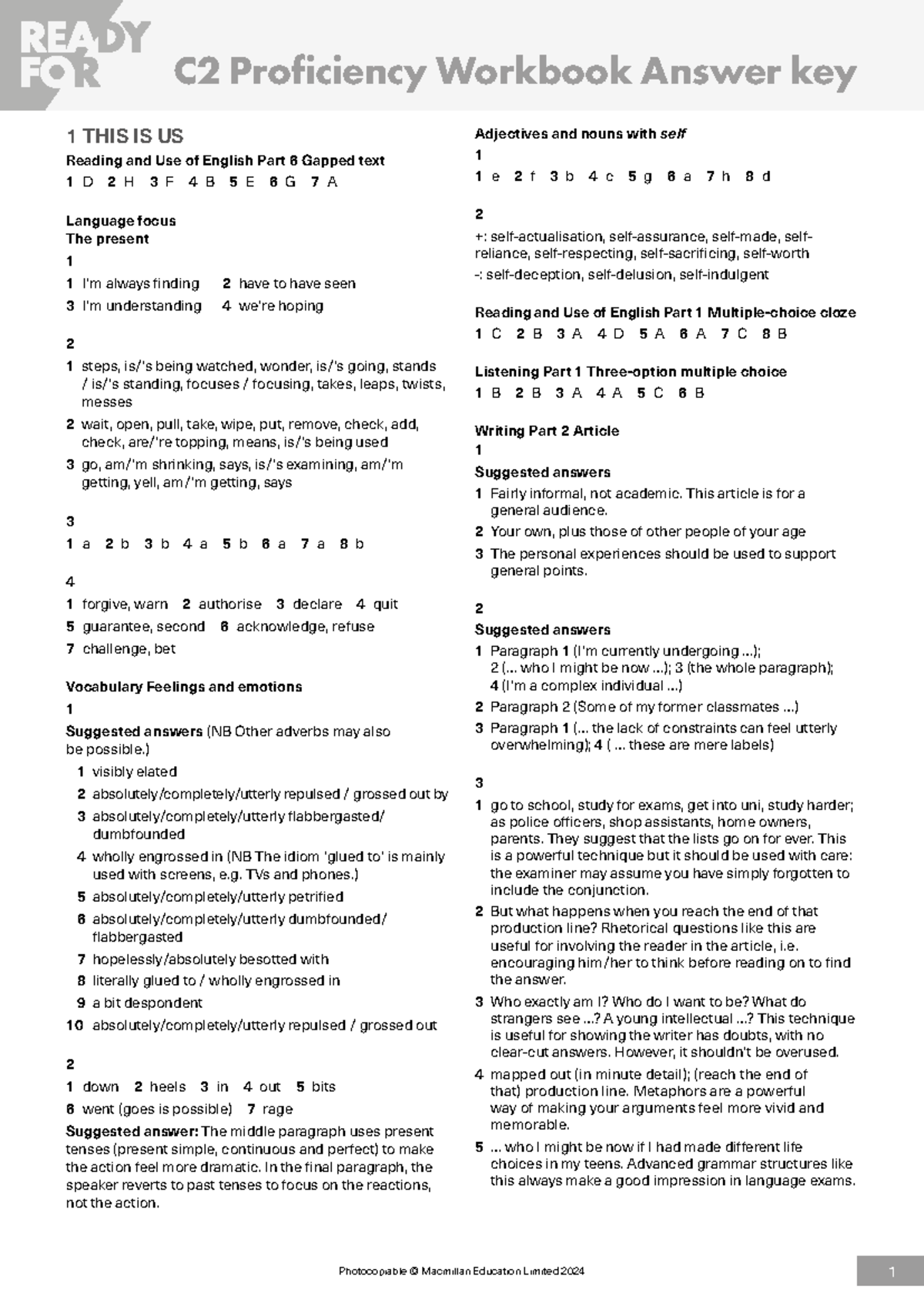 C2 Proficiency Workbook Answer Key: Comprehensive Guide - Studocu