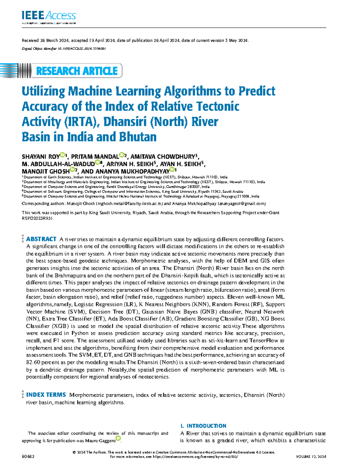 Utilizing ML Algorithms for Predicting IRTA in Dhansiri (North) Basin ...