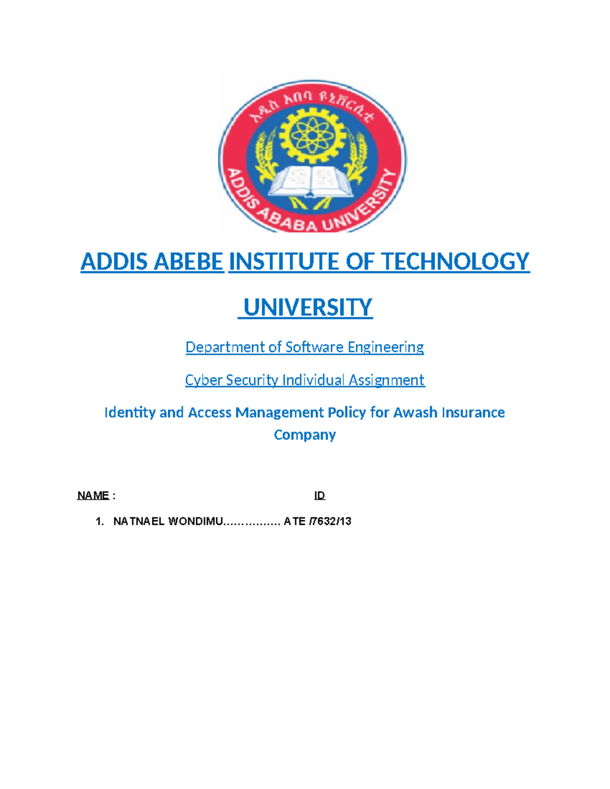 IAM - its an IAM policy template - ADDIS ABEBE INSTITUTE OF TECHNOLOGY ...