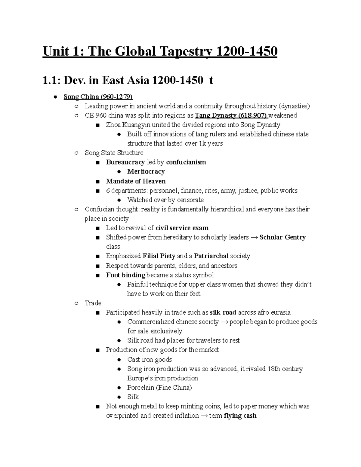 Unit 1 Review: The Global Tapestry in APWH (Song China & Dar al-Islam ...
