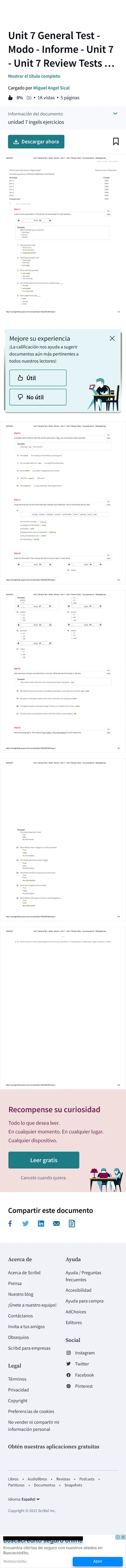 Unit 7 General Test - Modo - Informe - Unit 7 - Unit 7 Review Tests ...