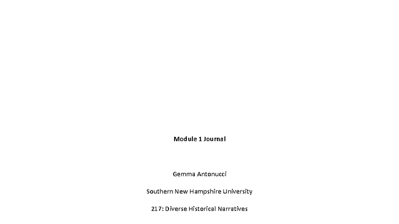 Module 1 Journal: Diverse Historical Narratives in Immigration (217 ...