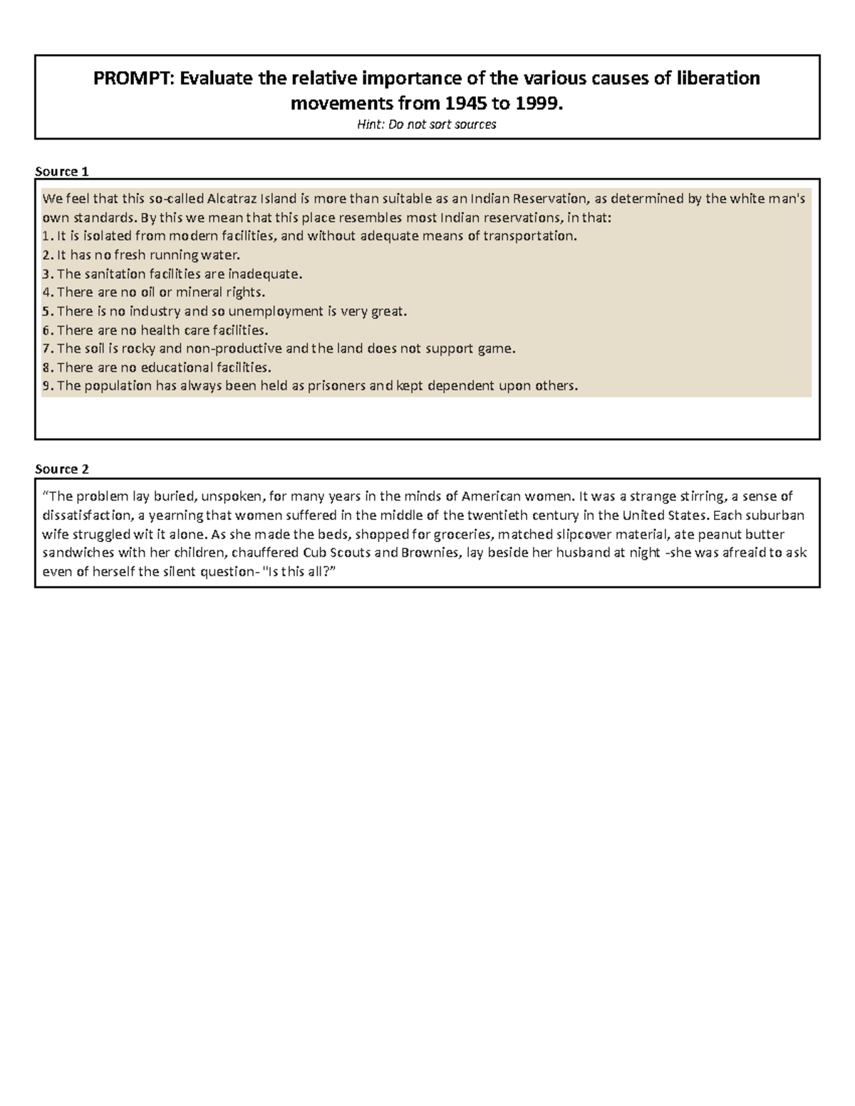 Unit 8 DBQ: Causes of Liberation Movements (1945-Present) - Studocu