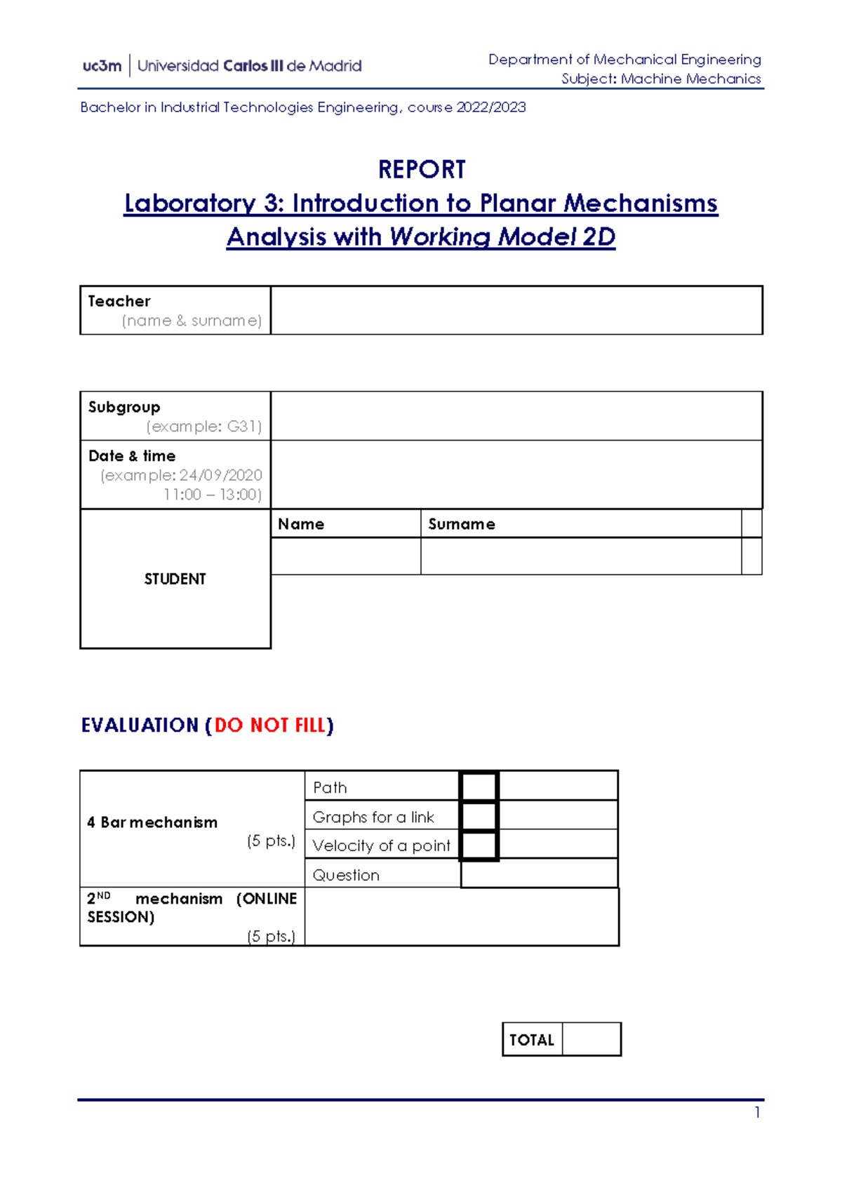 Lab 3 Report: Analysis of Planar Mechanisms in Machine Mechanics - Studocu