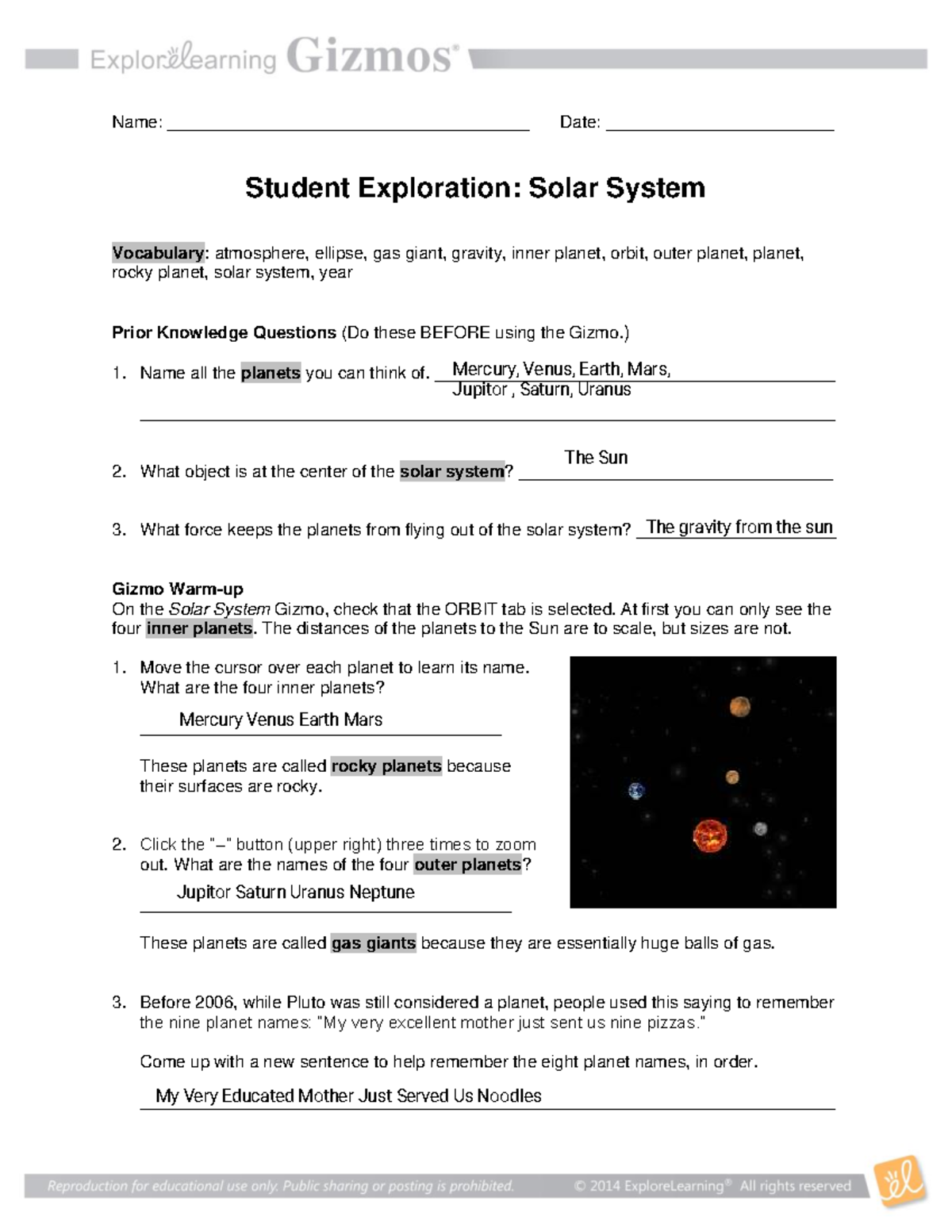 Solar System Exploration Vocabulary & Orbits - SE 101 - Studocu