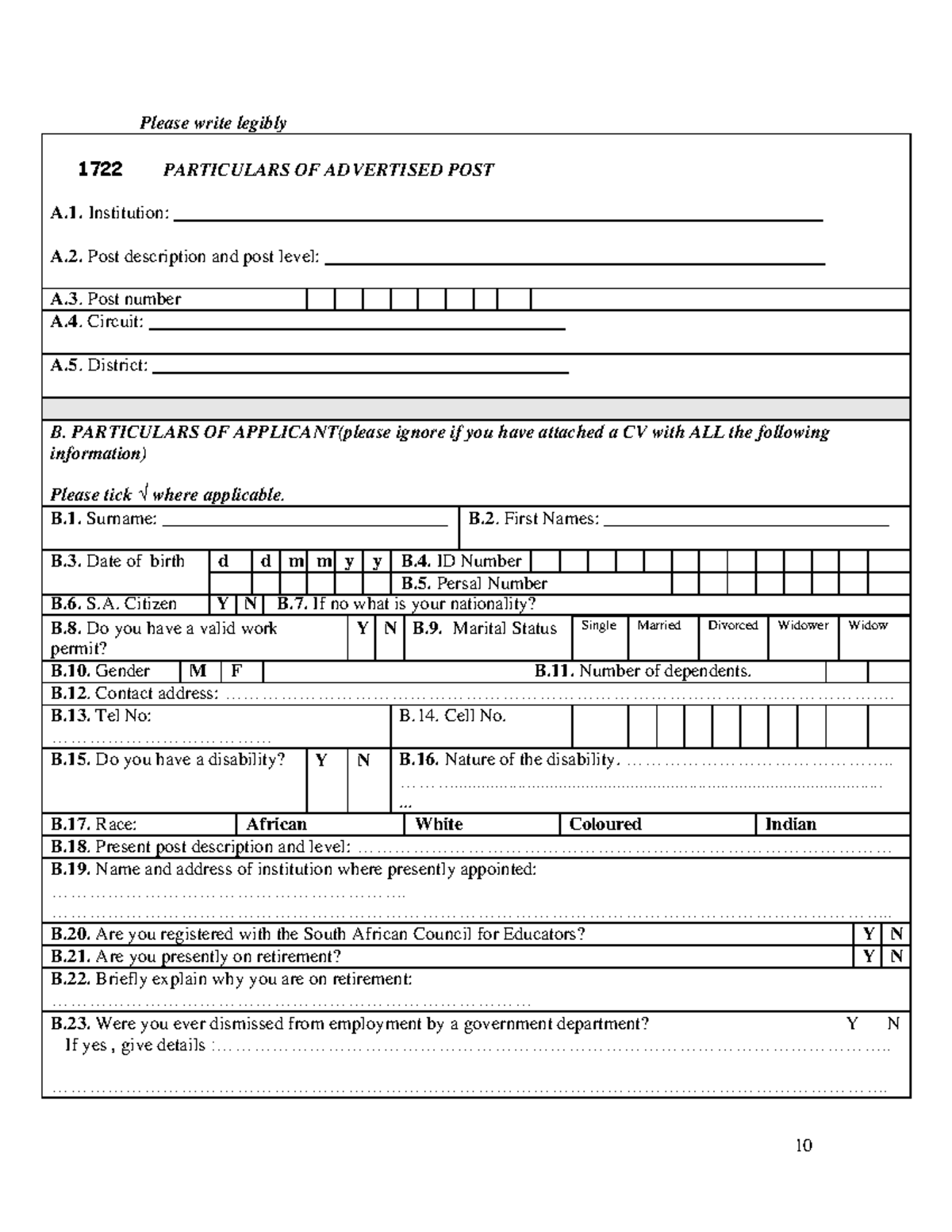 LPDE 1 FORM: Application for Advertised Post Details - Studocu
