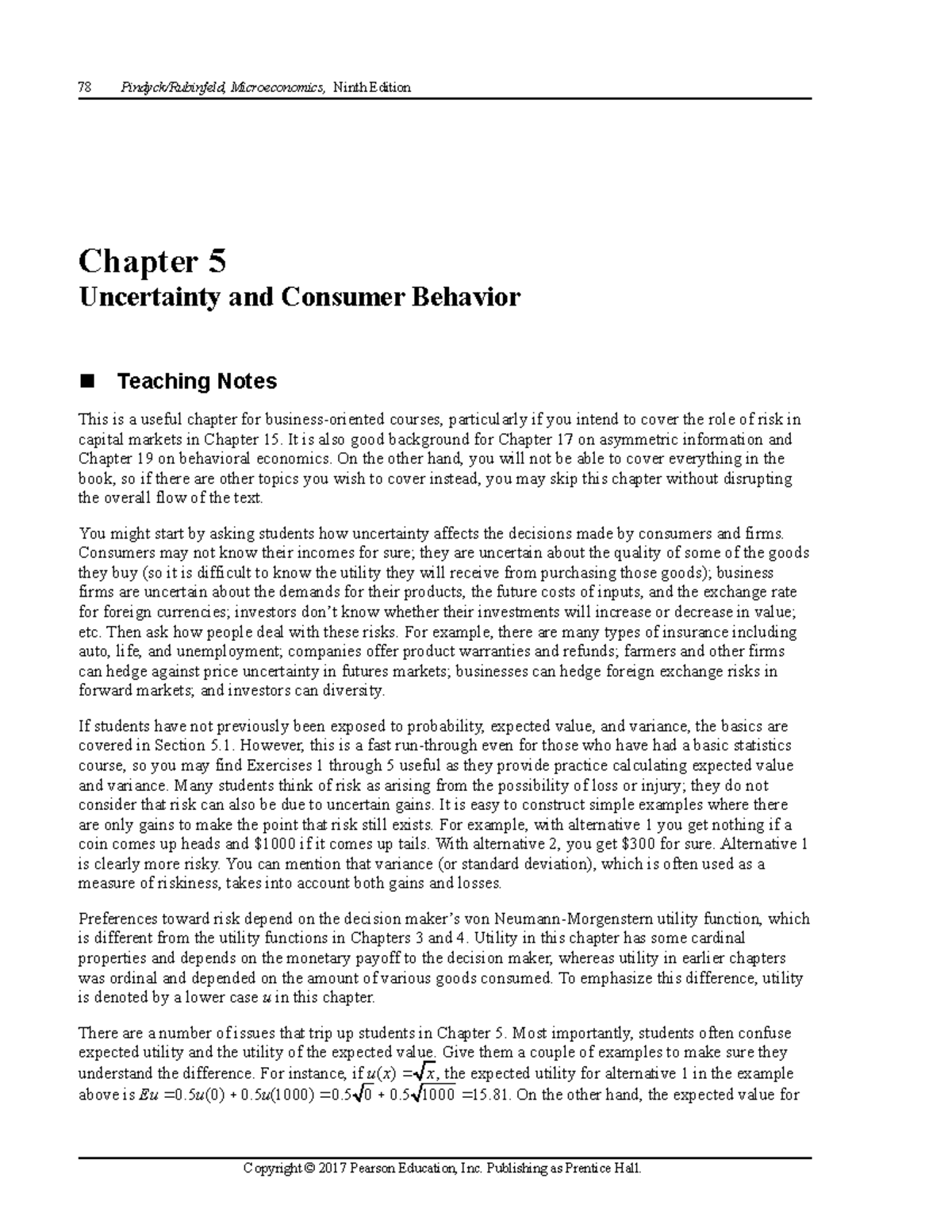 Pindyck 9e IM Ch05 GL - lecture note - 78 Pindyck/Rubinfeld ...