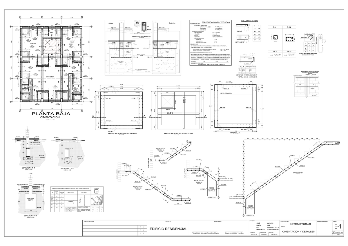 CIMENTACIÓN Y DETALLES ESTRUCTURALES VC-100 - E-1 - Studocu