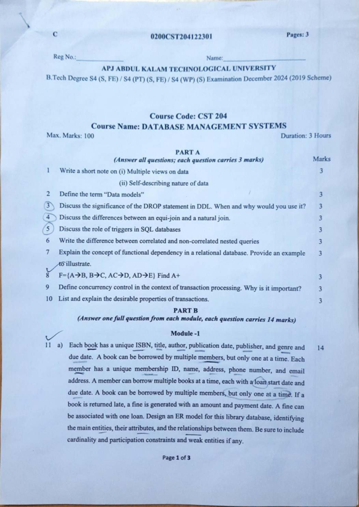 **CST 204: Database Management Systems - Previous Exam Papers Compilation** - Studocu