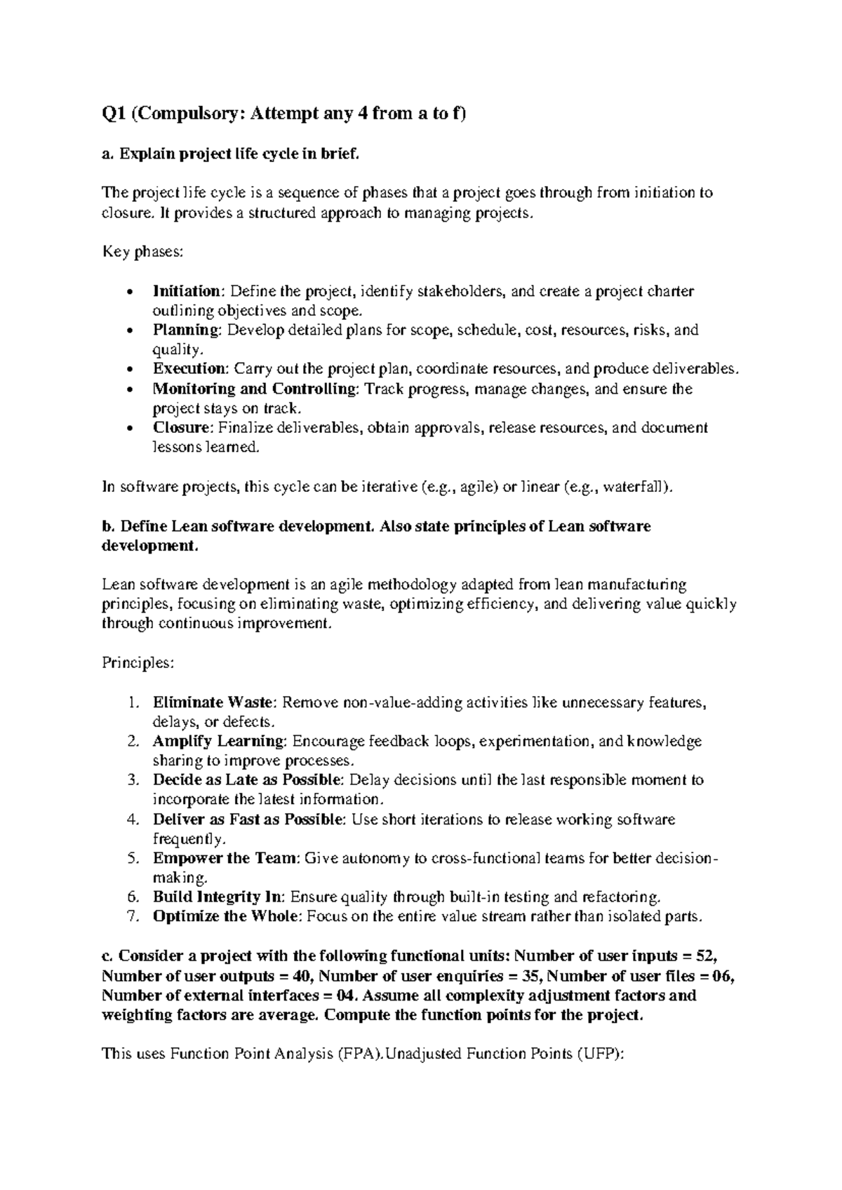 Q1-Q4 Project Management & Software Development Concepts - Dec24 SPM ...