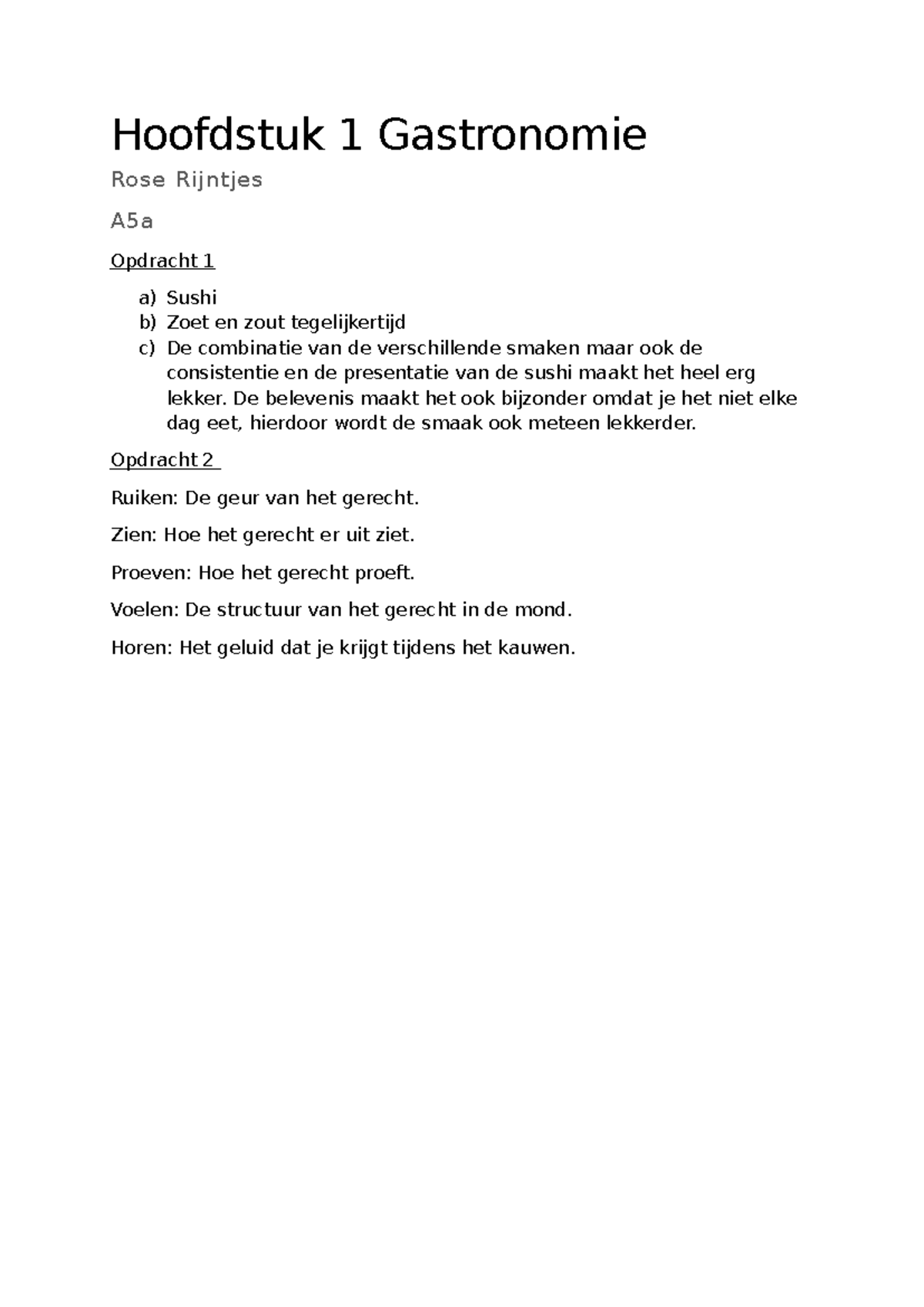 Hoofdstuk 1 Gastronomie - Hoofdstuk 1 Gastronomie Rose Rijntjes A5a ...