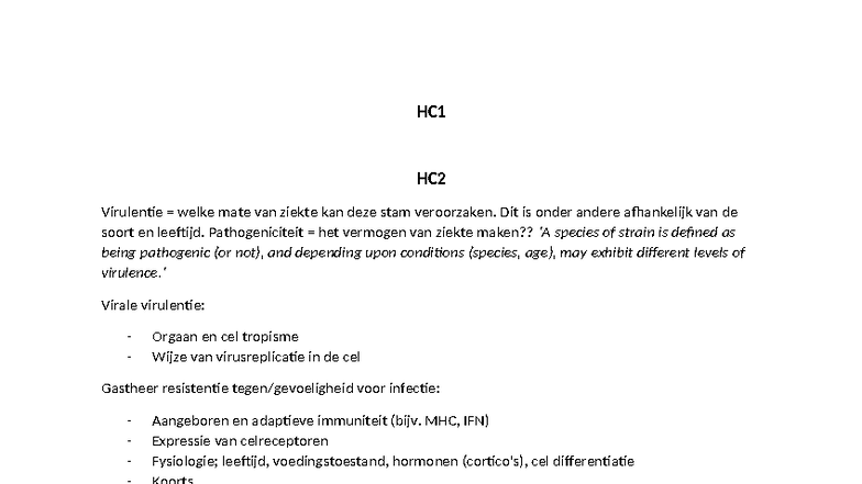 HC1 HC2 Virulentie en Pathogeniciteit: Analyse van Infectie en ...