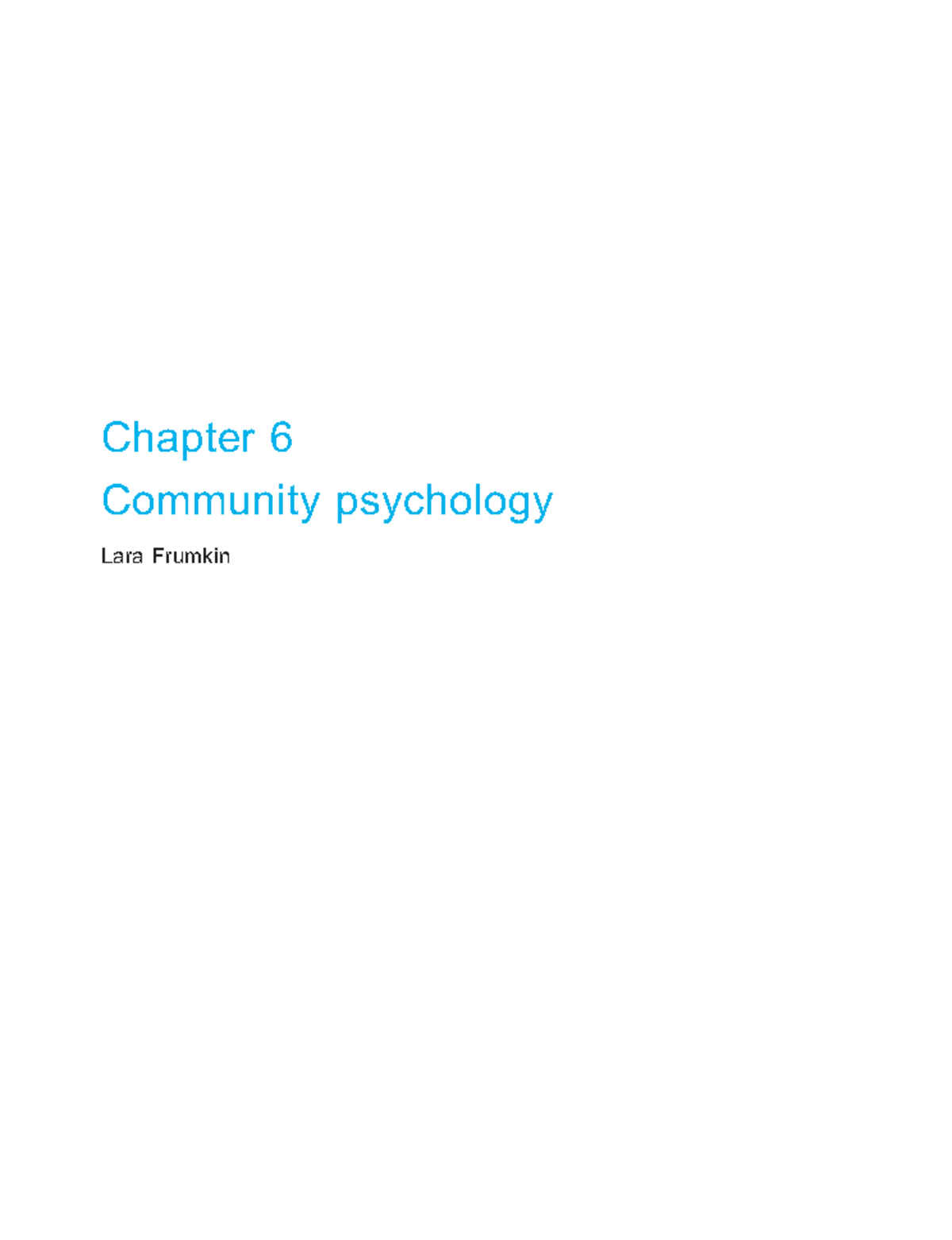 Chapter 6: Community Psychology - Studocu