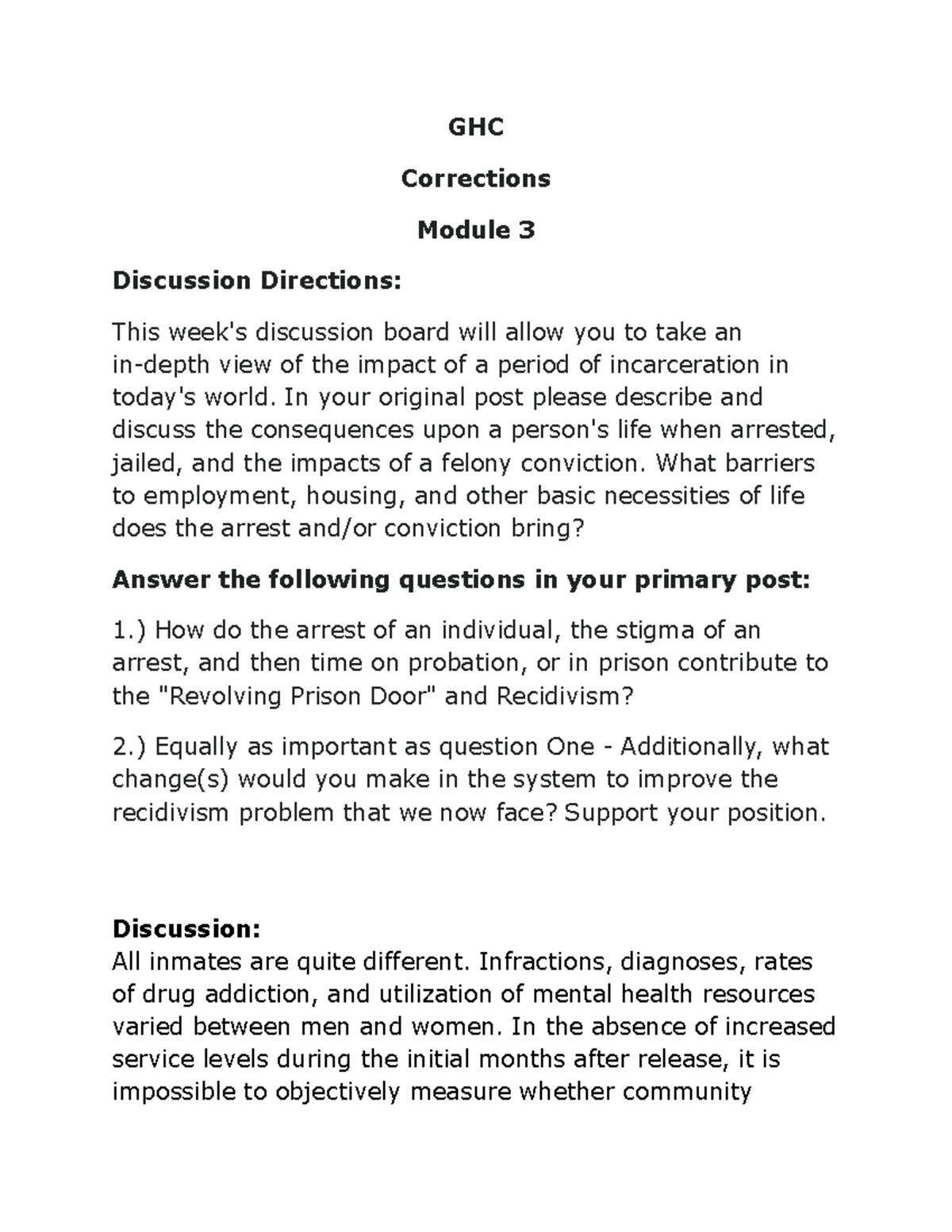 Corrections Disc #3 - GHC Corrections Module 3 Discussion Directions ...
