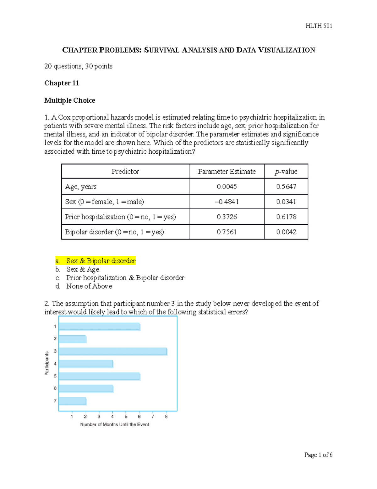 Chapter Problems: Survival Analysis (Chapter 11 & 12) and Data Visualization - Studocu