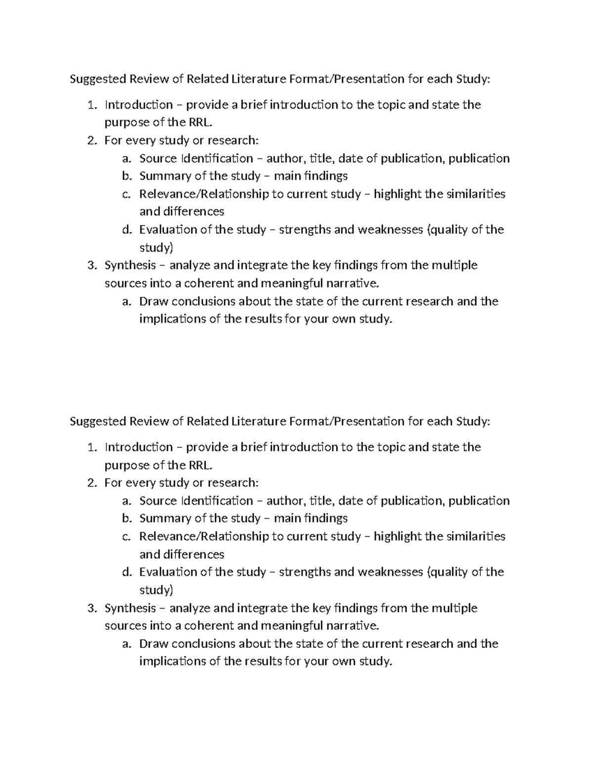 RRL Format Guide for Effective Literature Review Presentations - Studocu