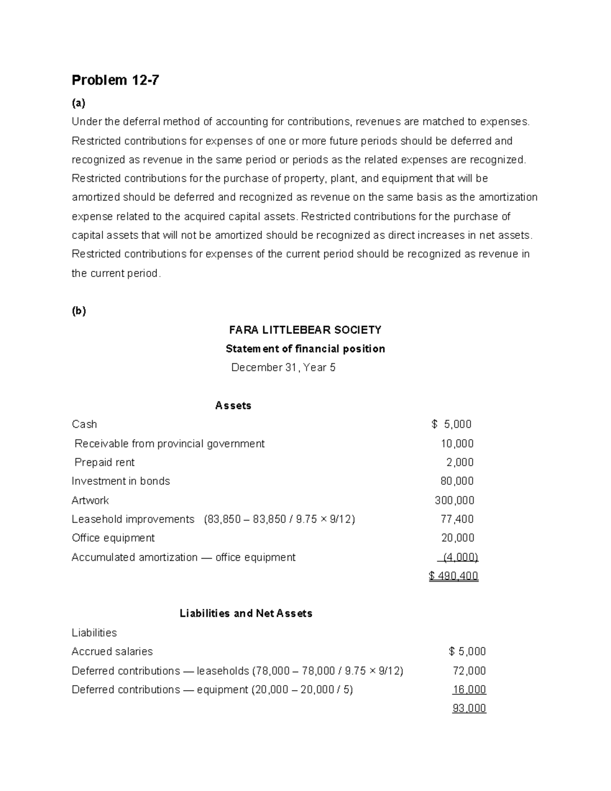 Chapter 12 - Solutions to Recommended Problems on Accounting Methods ...