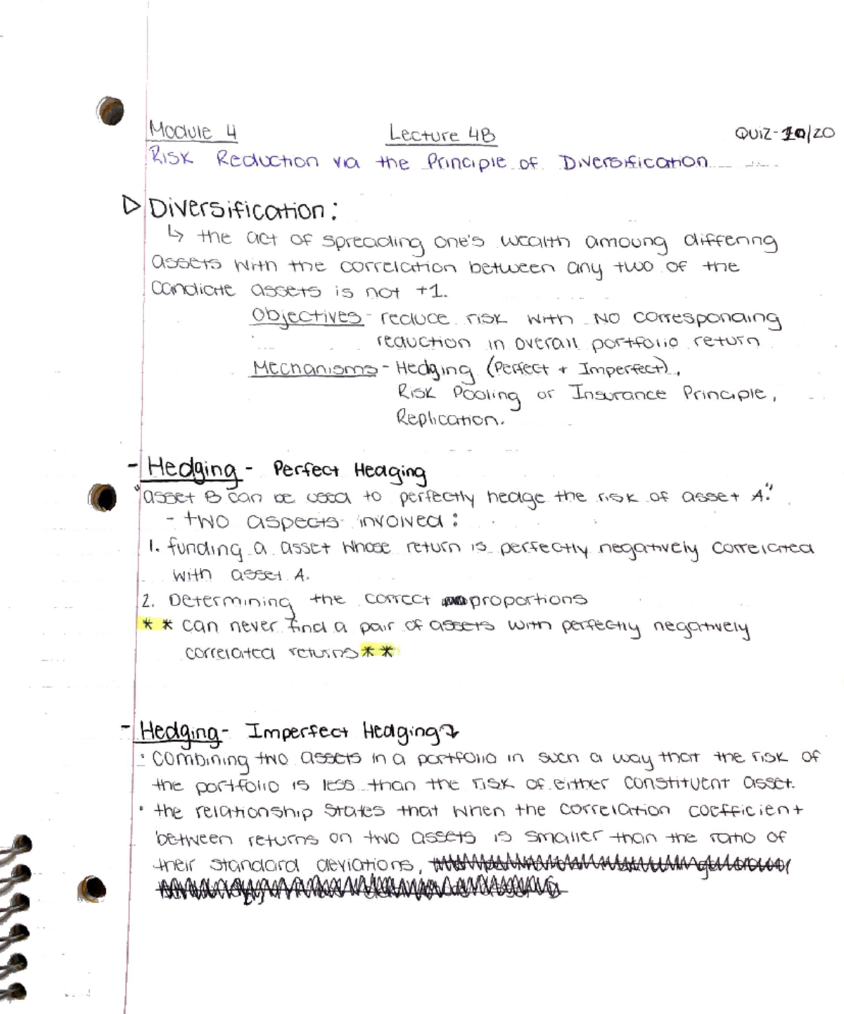 Fin 351 Module 4b - Module 4 Lecture 4B RISK Reduction via the ...