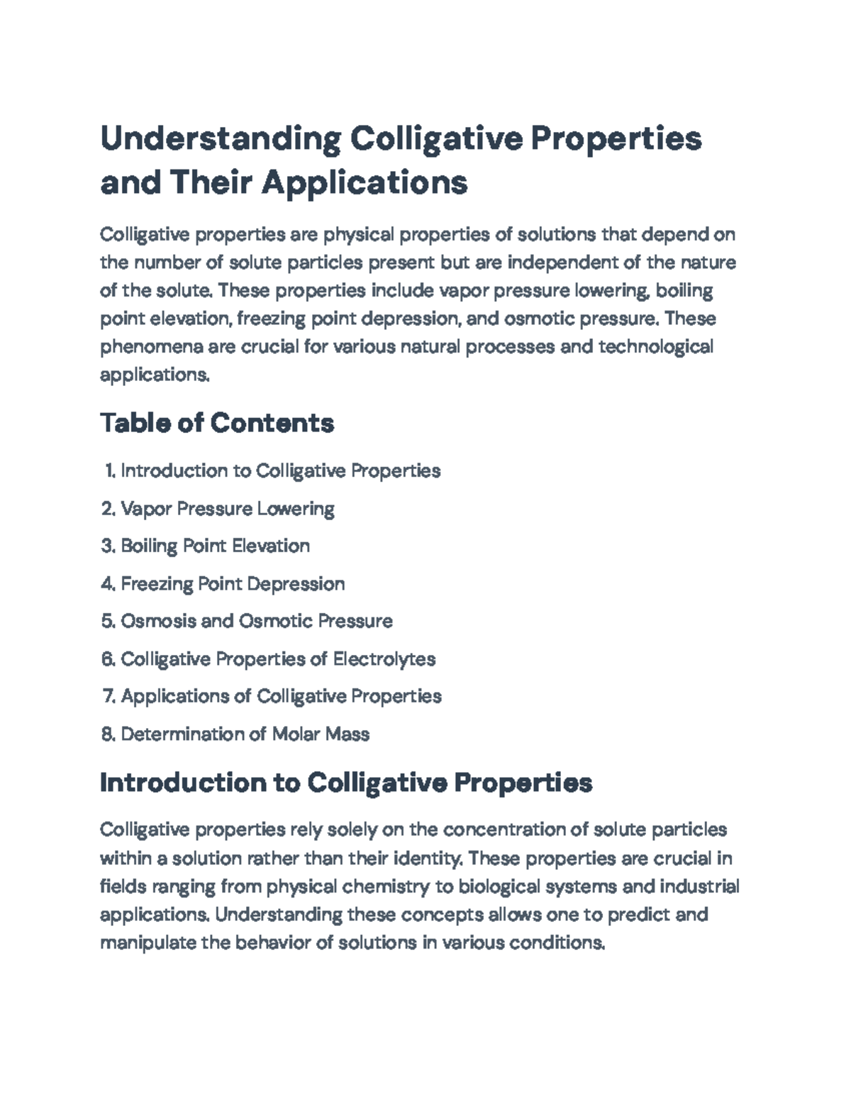 Understanding Colligative Properties: Concepts & Applications in ...