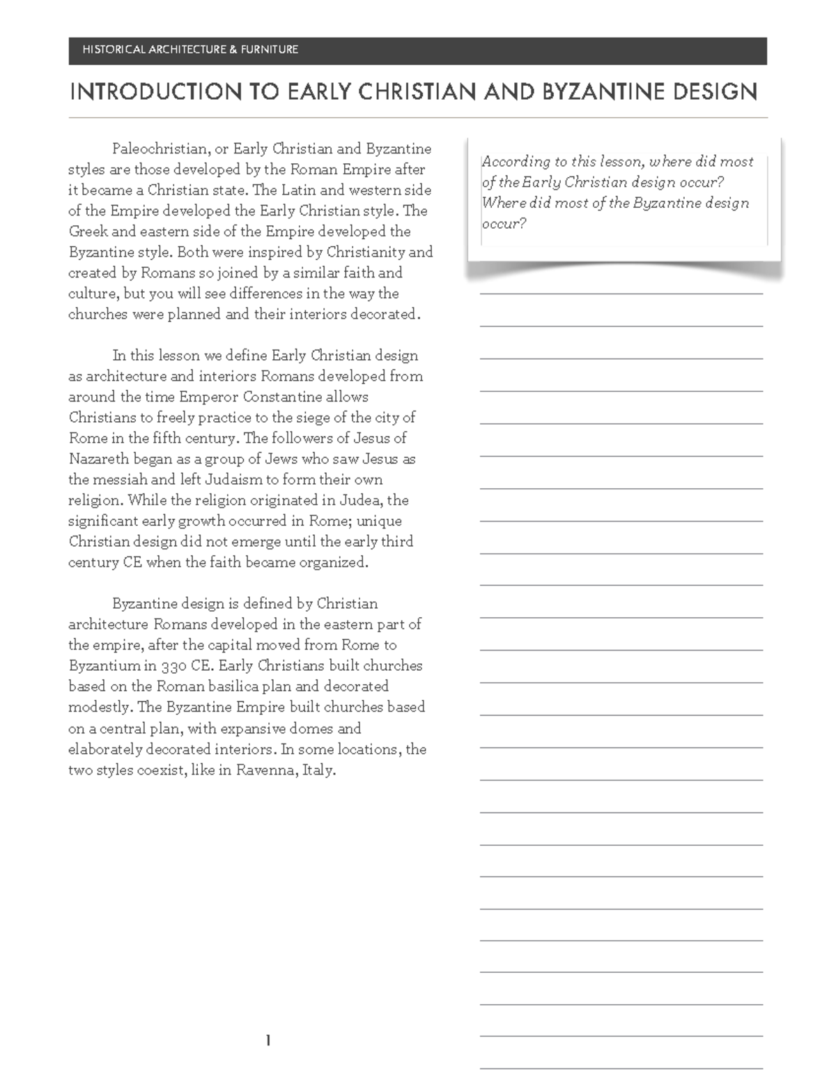 HIST 101: Introduction to Early Christian and Byzantine Architecture ...