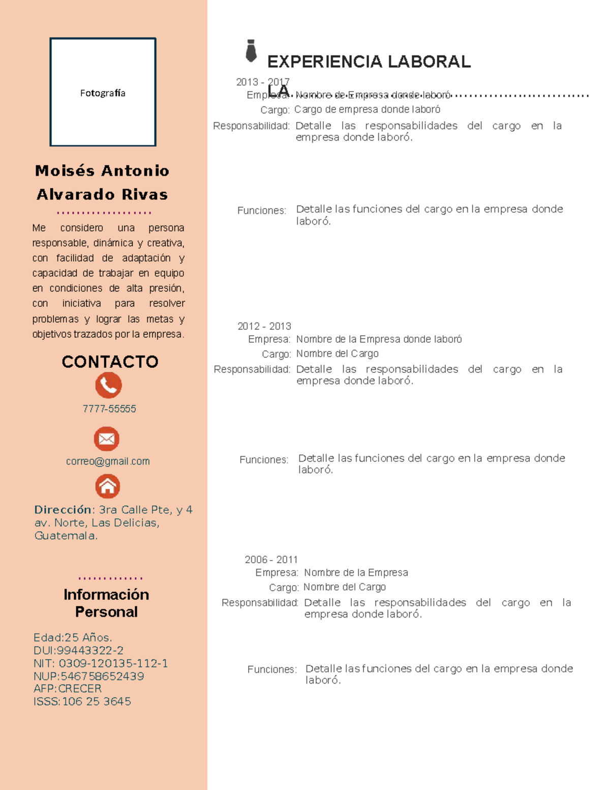 CV of Moisés Antonio Alvarado Rivas - Professional Profile - Studocu