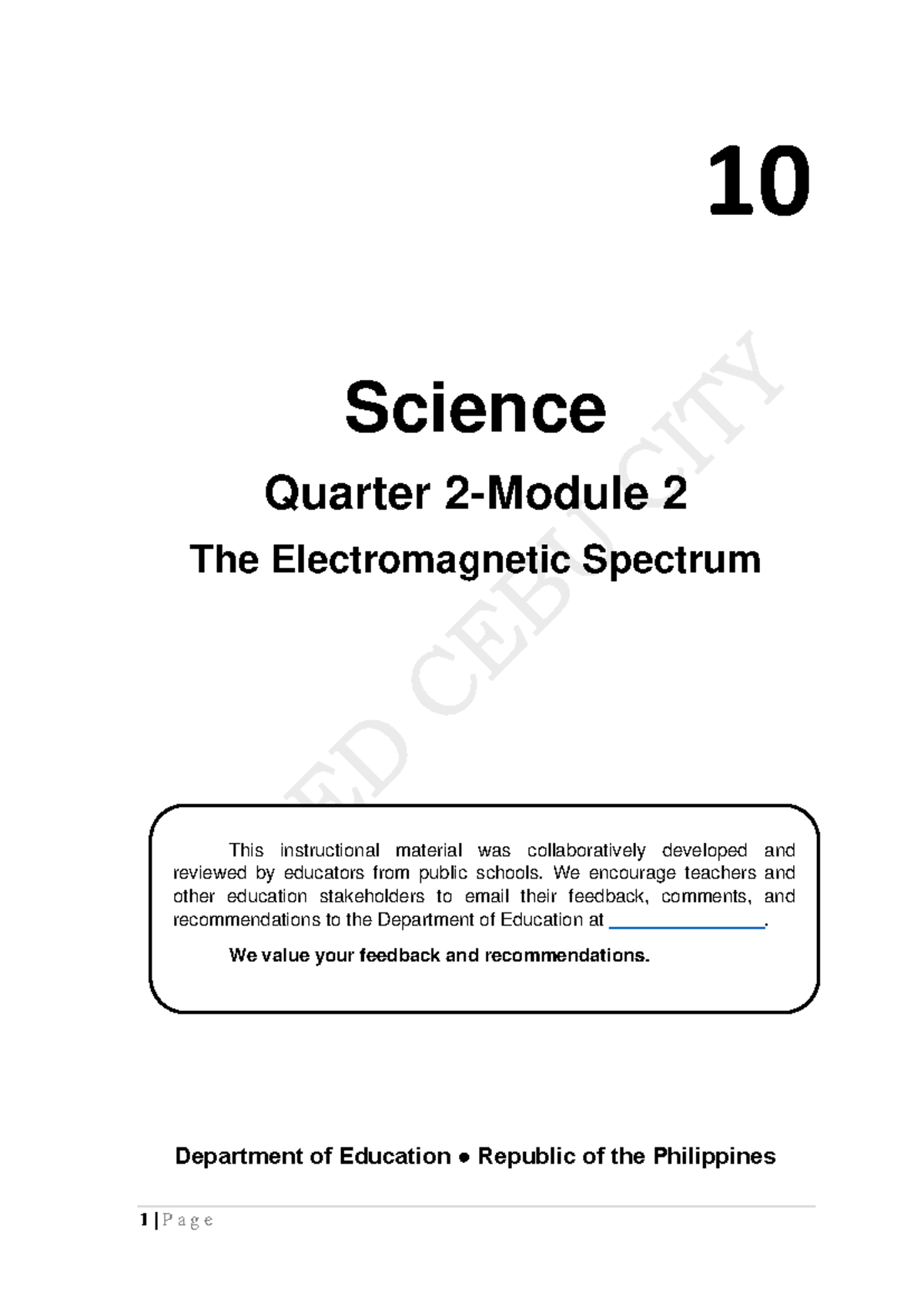2 Q2 Science - 10 Science Quarter 2-Module 2 The Electromagnetic ...