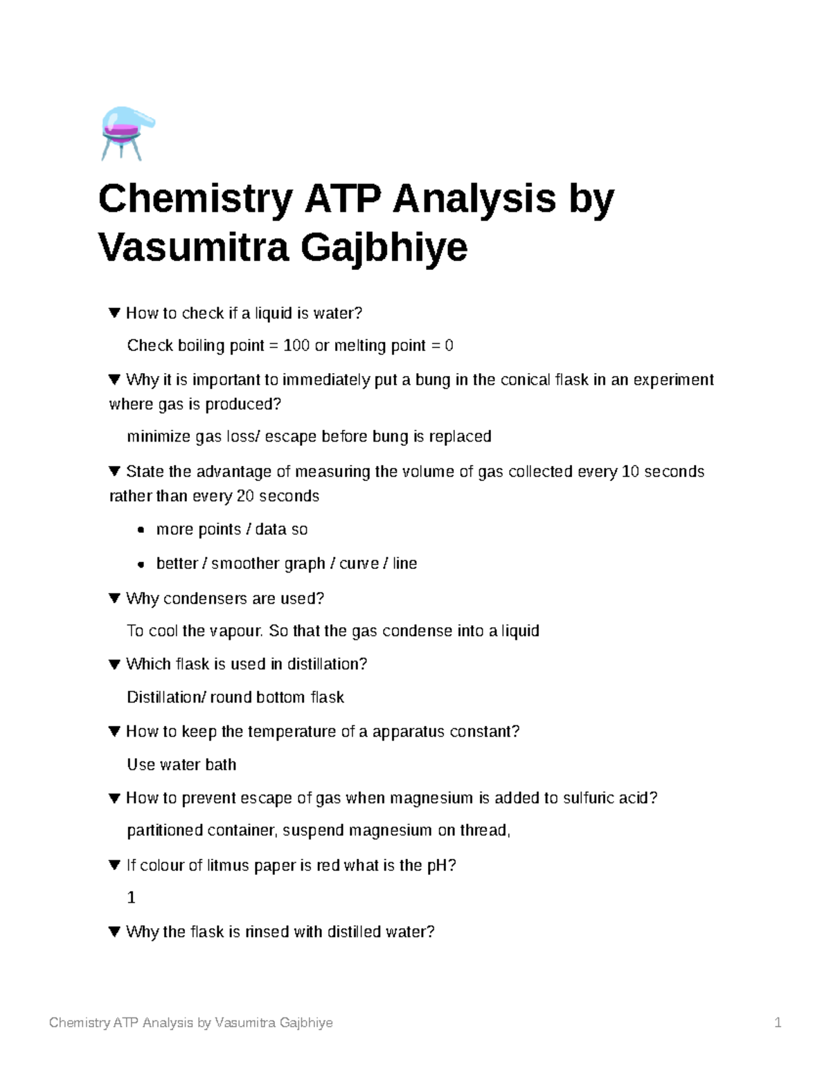 Chemistry ATP Analysis: Key Concepts and Experiment Insights - Studocu