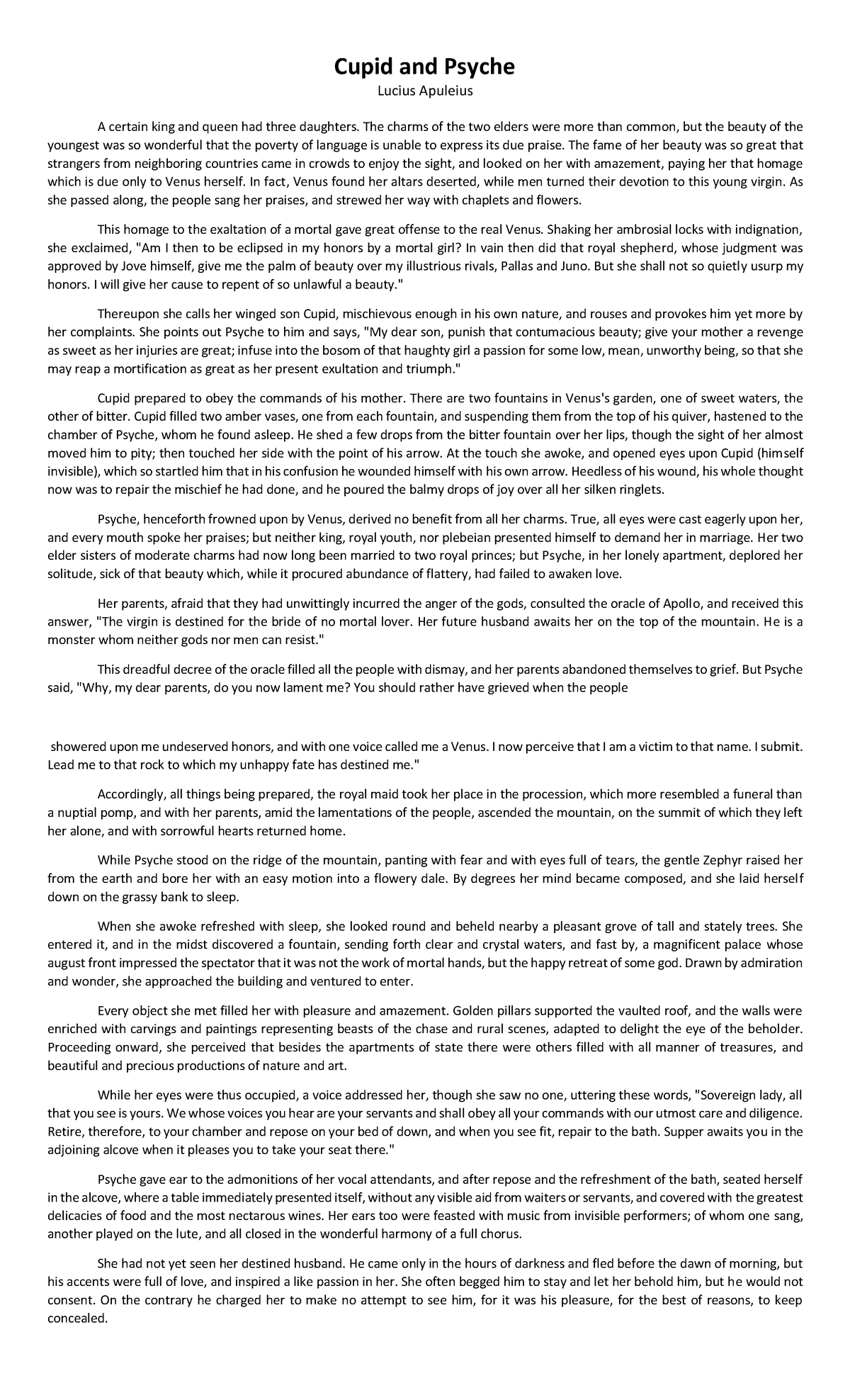 Cupid-and-Psyche-Grade-11-CUF (1) - Cupid and Psyche Lucius Apuleius A ...