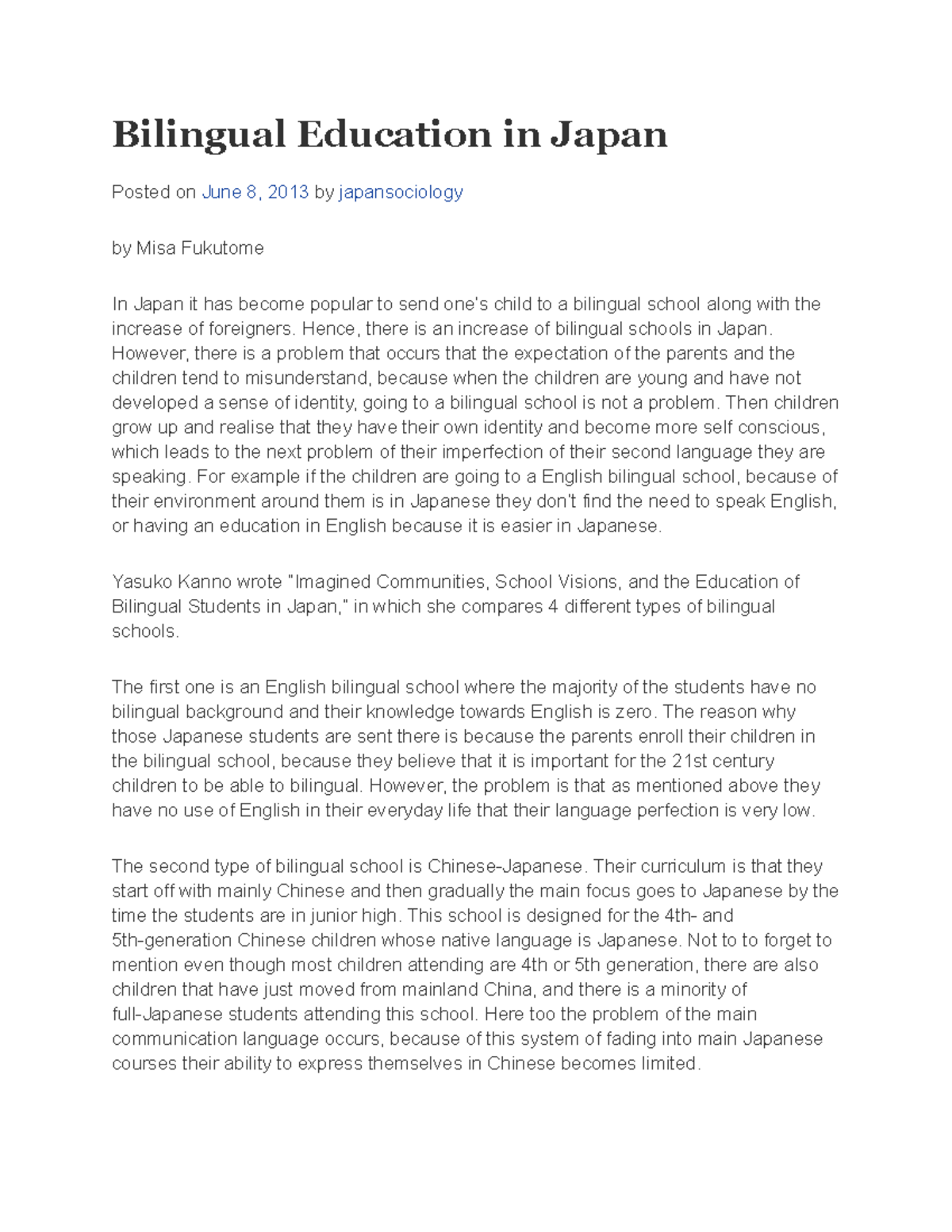 Bilingual Education in Japan - Bilingual Education in Japan Posted on ...