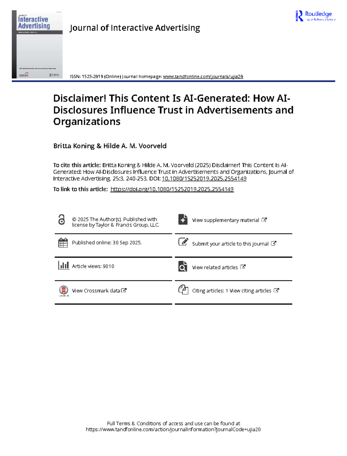 AI-Generated Content: Impact of Disclosures on Trust in Ads ...