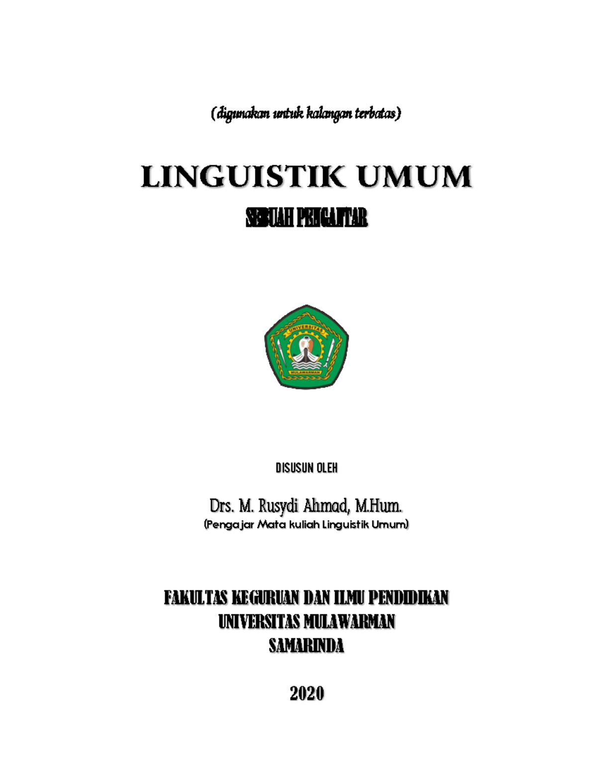 Modul Linguistik Umum (UMUM, Unmul, 2020): Pengantar dan Teori Dasar - Studocu