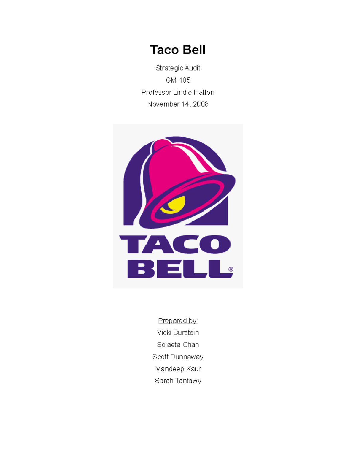 Taco Bell Strategic Audit - Studocu
