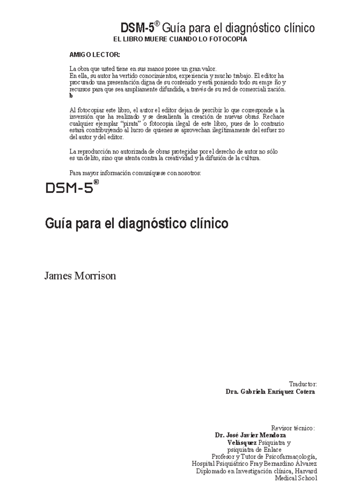 DSM-5® Guía Práctica para el Diagnóstico Clínico en Salud Mental - Studocu