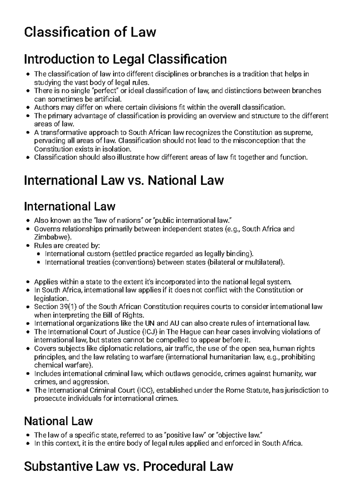 Classification of Law: Study Guide for Legal Classification - Studocu